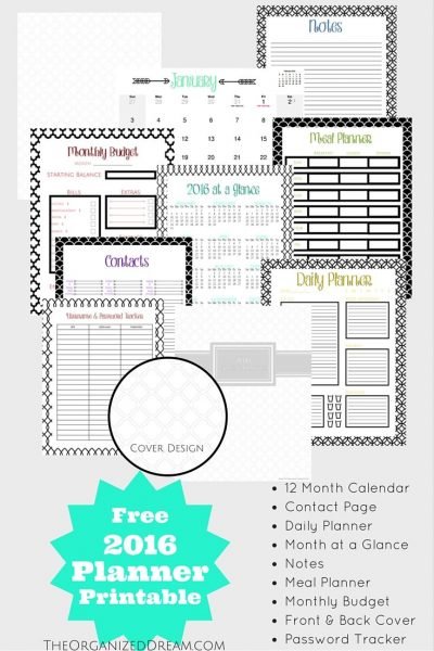 FREE Printable 2016 Planners & Calendars - Sparkles of Sunshine