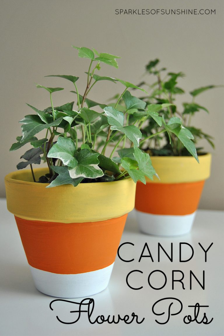 Candy Corn Painted Flower Pots - Sparkles of Sunshine