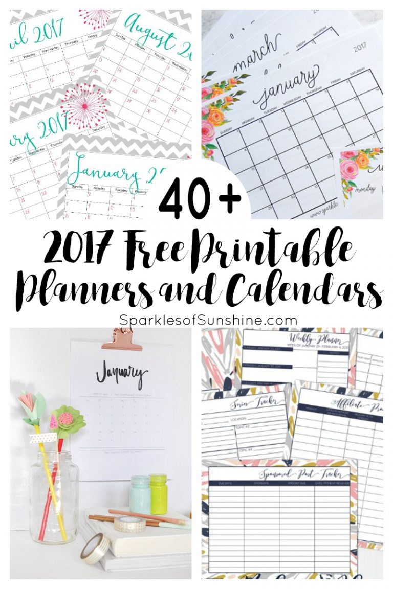 40+ Awesome Free Printable 2017 Calendars and Planners - Sparkles of ...