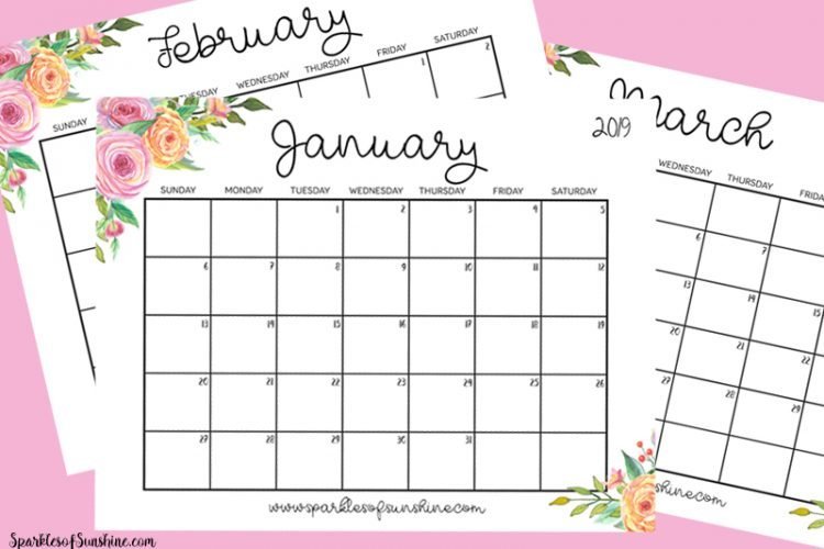 Free Printable 2019 Calendar With Weekly Planner 1 - Sparkles of Sunshine